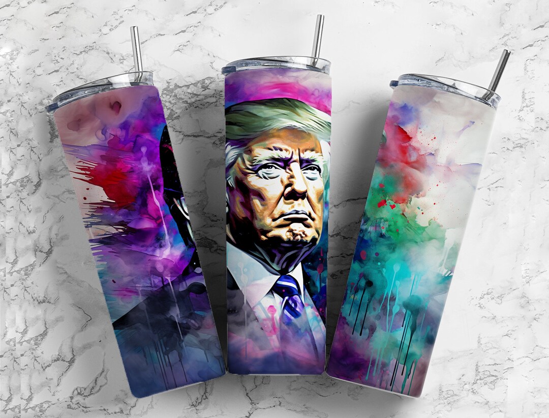 Donald Trump 20oz Sublimation Tumbler Designs, Paint Splash 9.2 X 8.3 ...