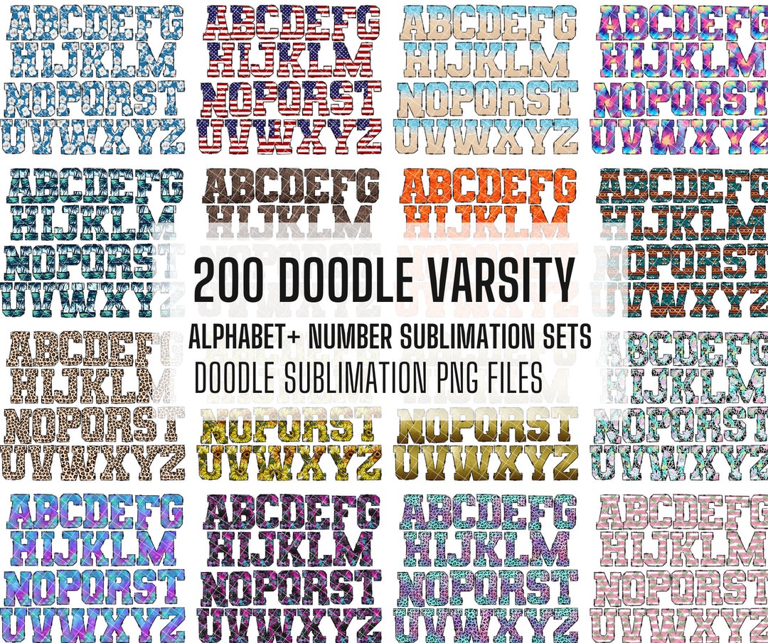 200 MEGA BUNDLE - Varsity Doodle Letters! 100 Uppercase Entire Doodle ...