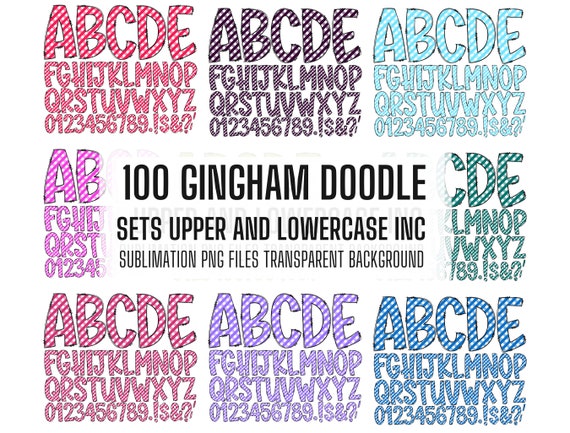 100 MEGA BUNDLE Doodle Letters 100 Gingham Colours - Etsy