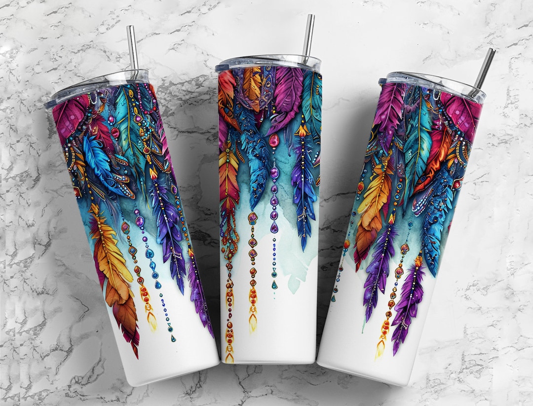 Beaded Feathers 20oz Tumbler Design, Native American Country ...