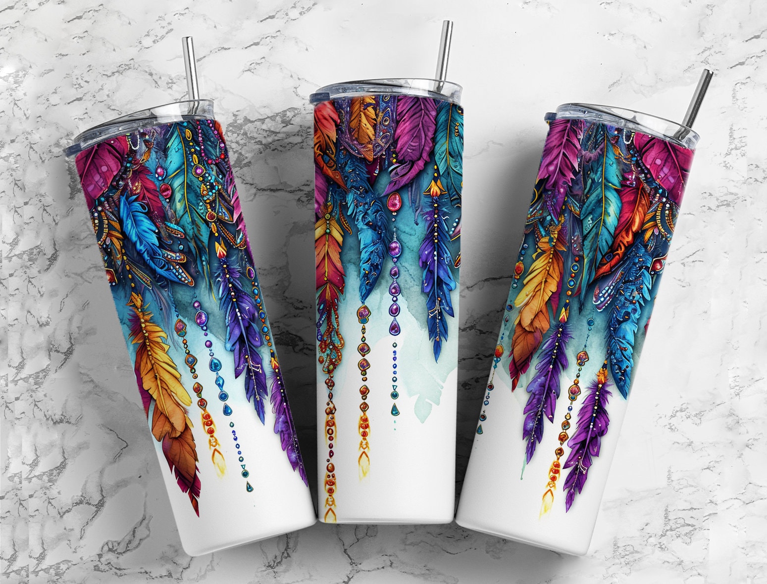 Beaded Feathers 20oz Tumbler Design, Native American Country ...