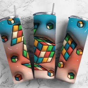 Rubiks Cube 20oz Sublimation Tumbler Designs, 3D Inflated 9.2 X 8.3 ...
