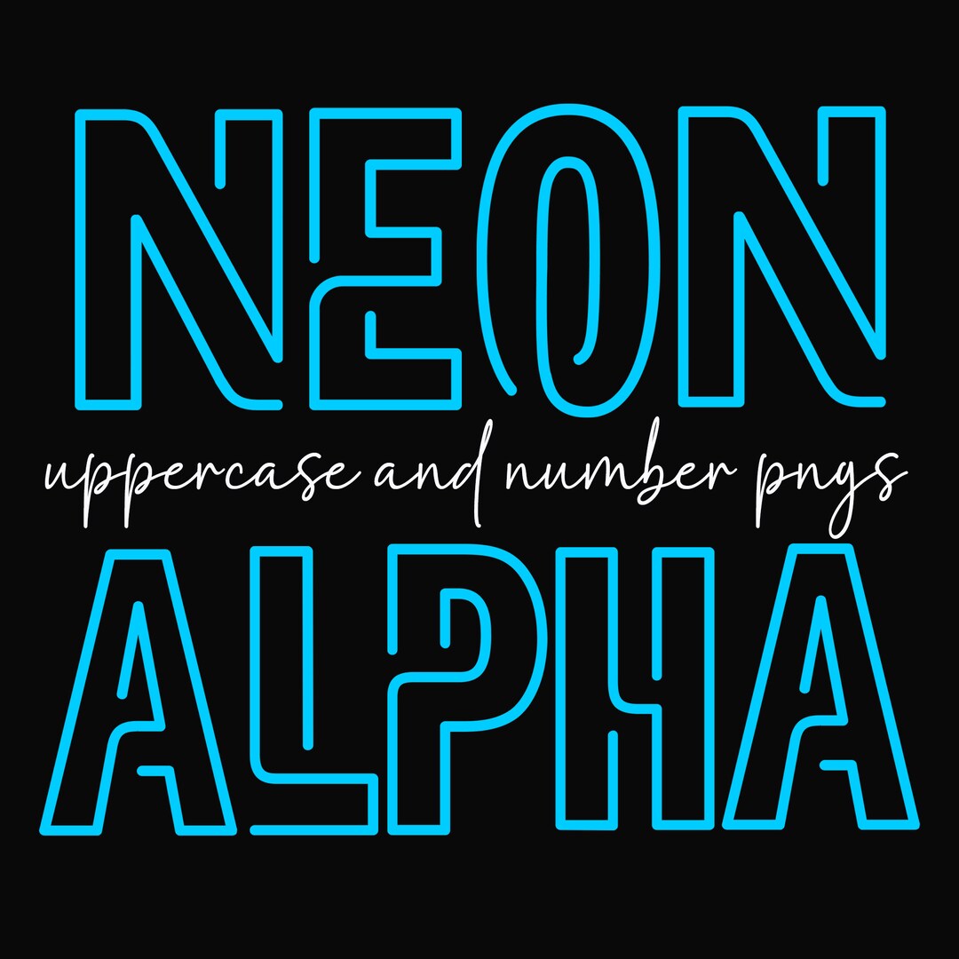 Powder Blue Neon Alphabet PNG, Bright Glow Effect Font, Full Uppercase ...