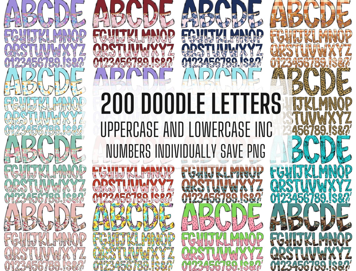 200 Doodle Letters MEGA BUNDLE Uppercase & Lowercase Entire - Etsy