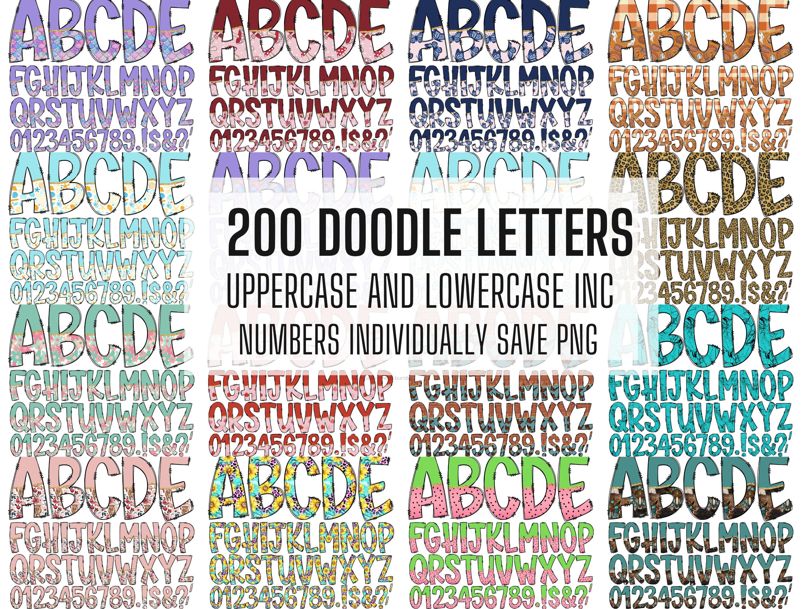 200 Doodle Letters MEGA BUNDLE Uppercase & Lowercase Entire - Etsy