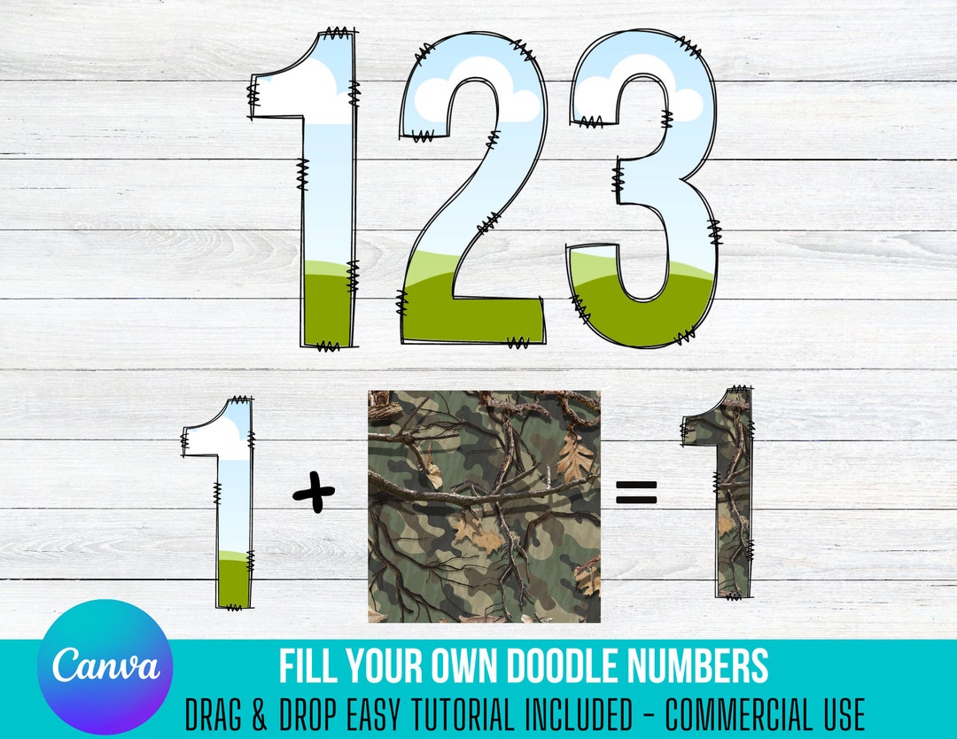 Fill Your Own Doodle Numbers on CANVA With Commercial Use Allowed. Drag ...