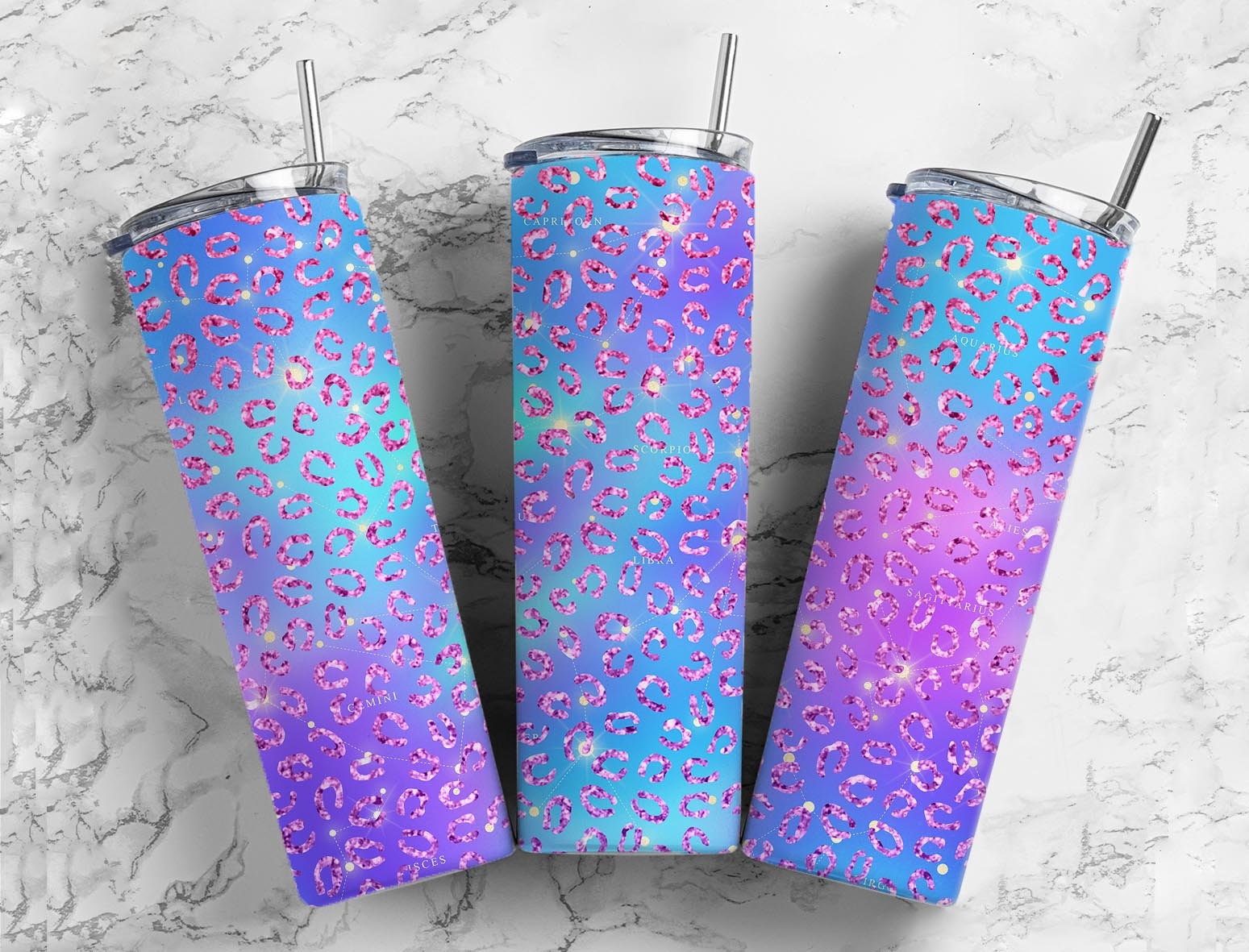 Leopard Print 20oz Sublimation Tumbler Designspurple Galaxy - Etsy