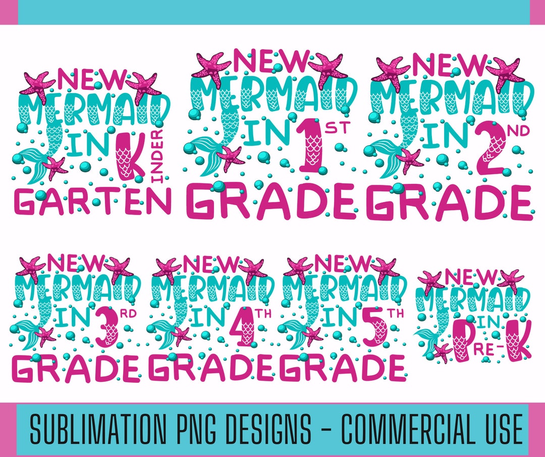 7x Back to School Vibes PNG Bundle, PNG Mega Bundle, Mermaid Girls ...