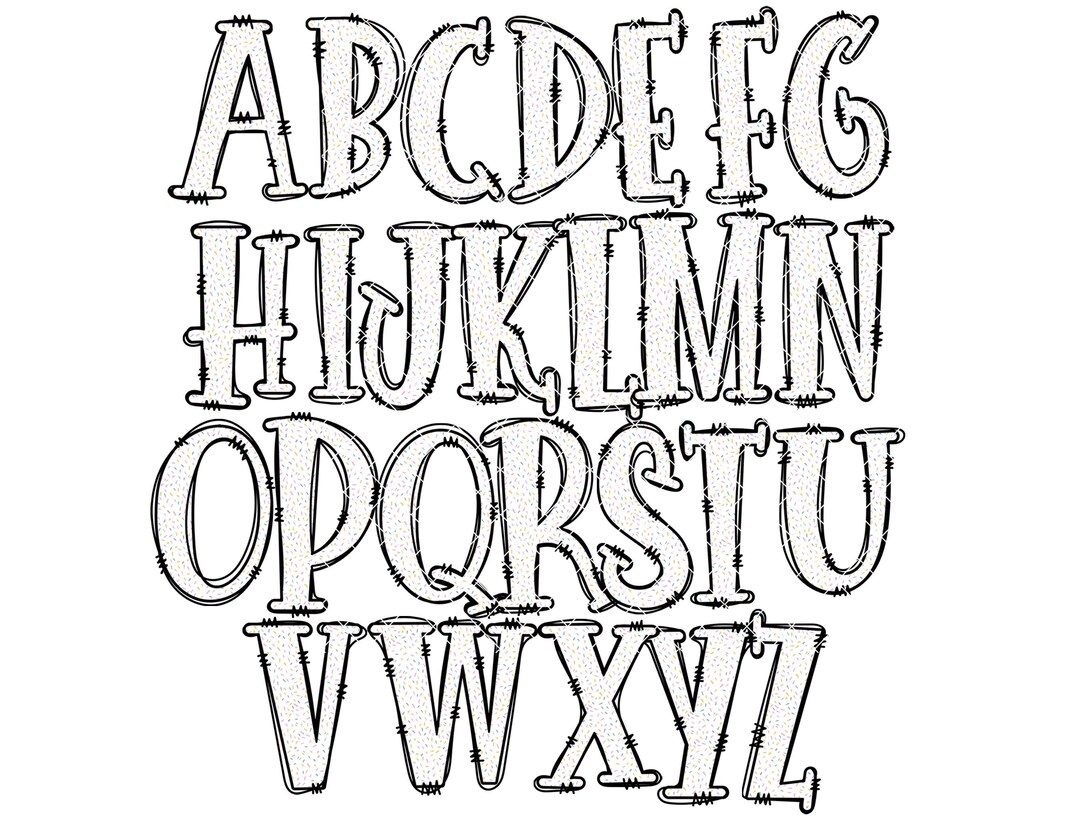 Confetti Funfetti Doodle Letters, Alphabet and Numbers PNG Doodle ...