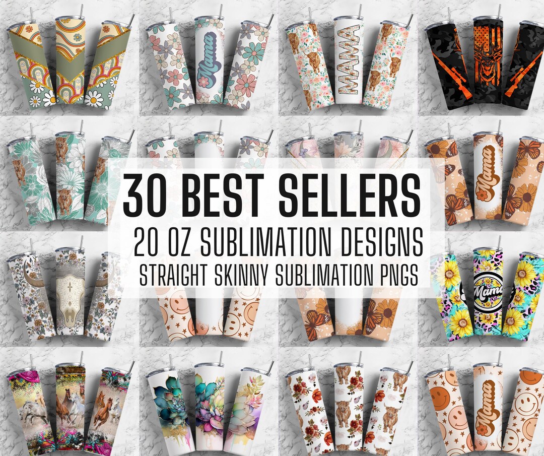 30x Best Seller Tumbler Wrap PNG Bundle , Straight Tumbler, Design ...