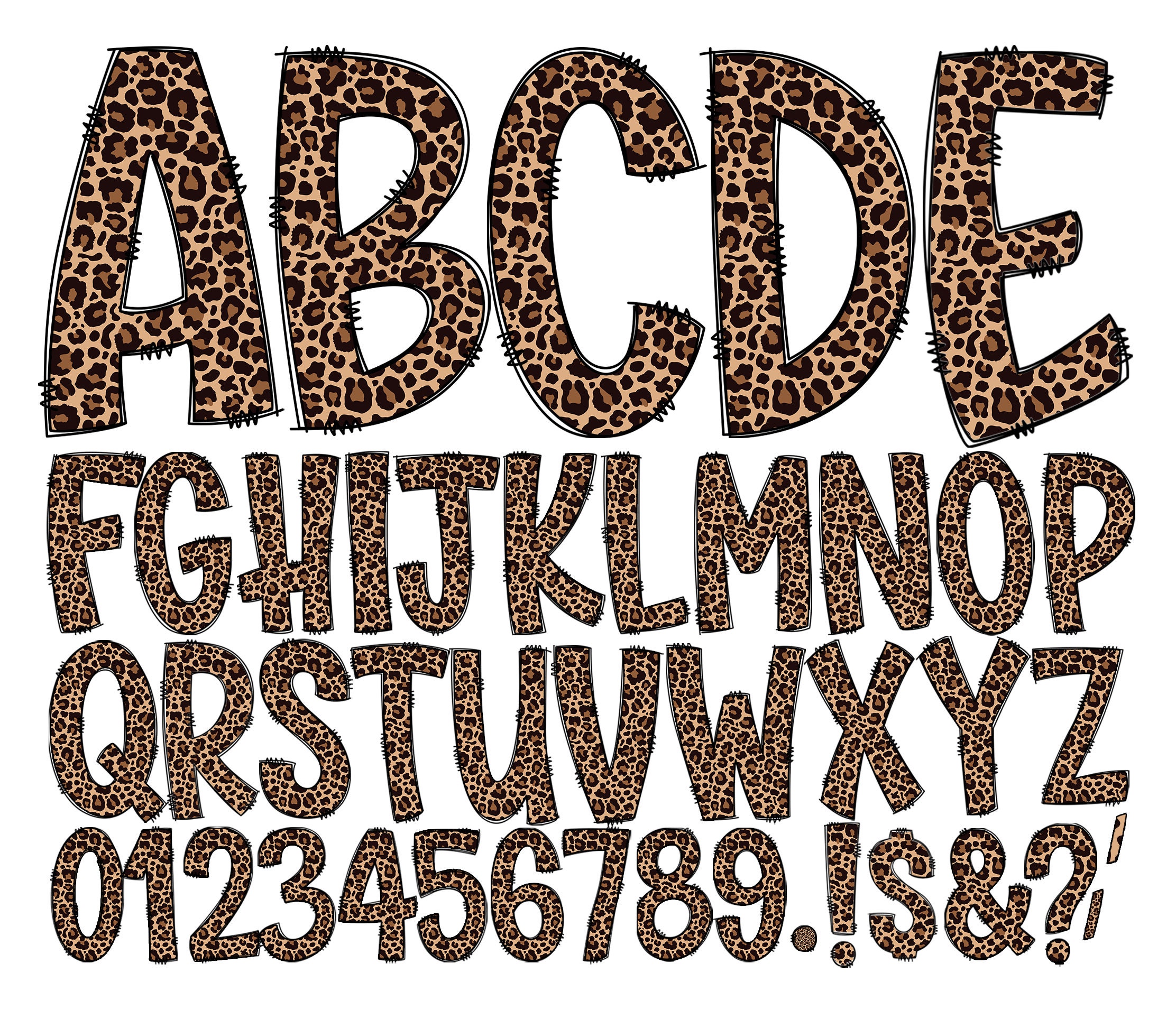 Leopard Print Doodle Letters Individually Saved Alpha Pack - Etsy