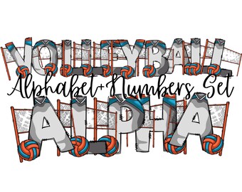 Volleyball Doodle Letters - Etsy
