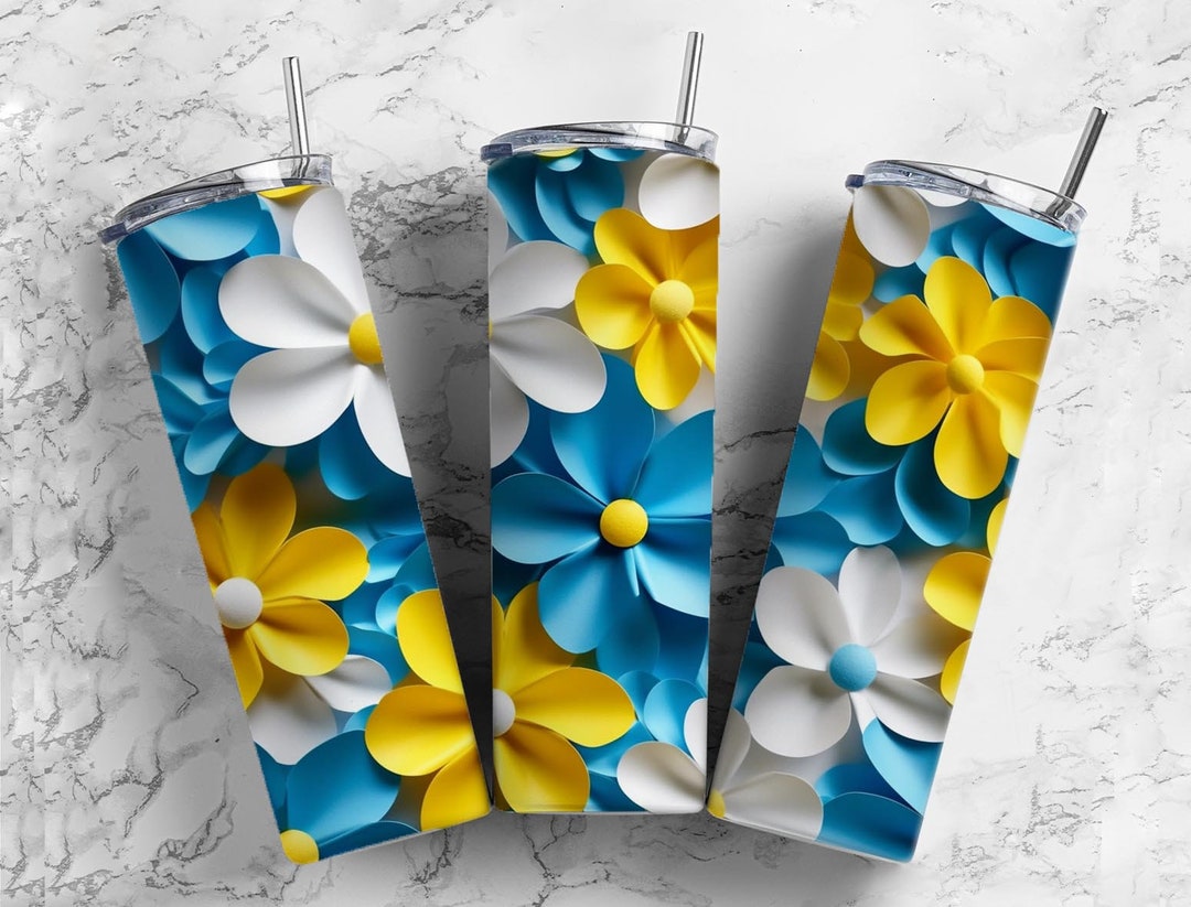 3D Flower Jumbled Color 20oz Sublimation Tumbler Designs, Arts Flower 9 ...