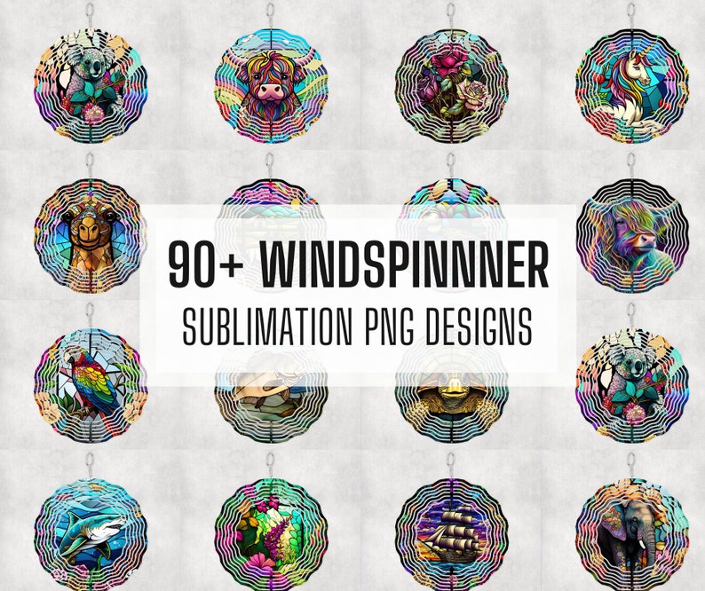 90+ Stained Glass Wind Spinner PNG Bundle , Windspinner Design Bundle ...