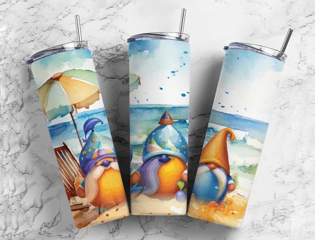 Sea Gnomes 20oz Sublimation Tumbler Designs, Watercolor Paint 9.2 X 8.3 ...