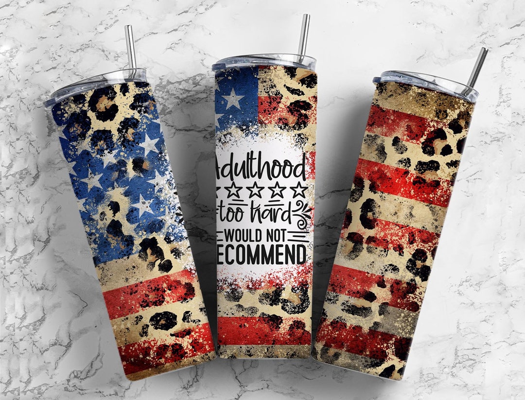 American Adulthood 20oz Sublimation Tumbler Designs, American Flag 9.2 ...