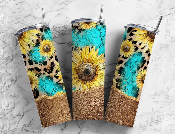 Sunflower Turquoise 20oz Sublimation Tumbler Designs Teal and - Etsy