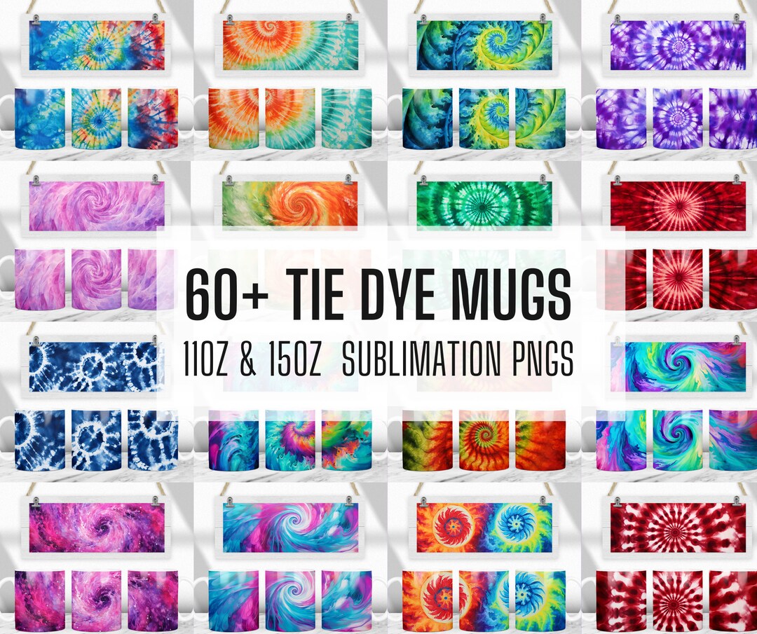 60+ Tie Dye Mug Png Designs, 11oz and 15oz Sublimation Template, Mug ...