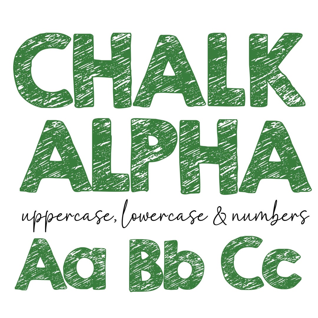 Green Chalkboard Alphabet and Numbers Back to School, Full Uppercase ...