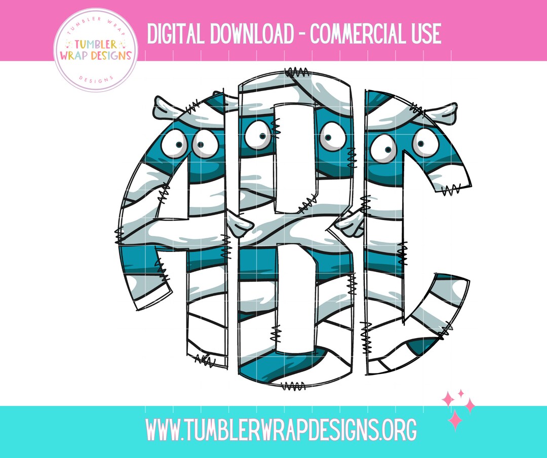 Mummy Spooky Monogram Scary Letters, Children Sublimation PNG Elements ...