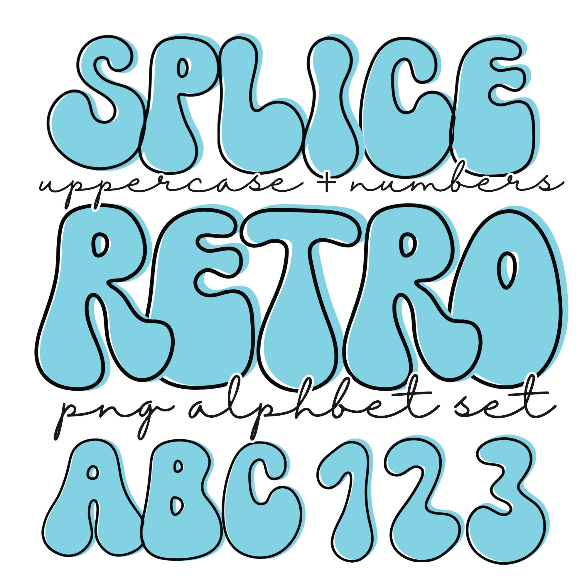 Light Blue Alphabet PNG Spliced Hand Drawn Font Full - Etsy