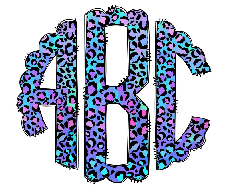 Neon Leopard Print Monogram Letters Pink Purple Fluro Plaid - Etsy
