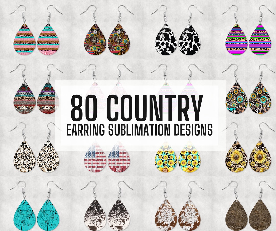 80 + Western Teardrop Earring, Sublimation Png, Sublimation Designs ...