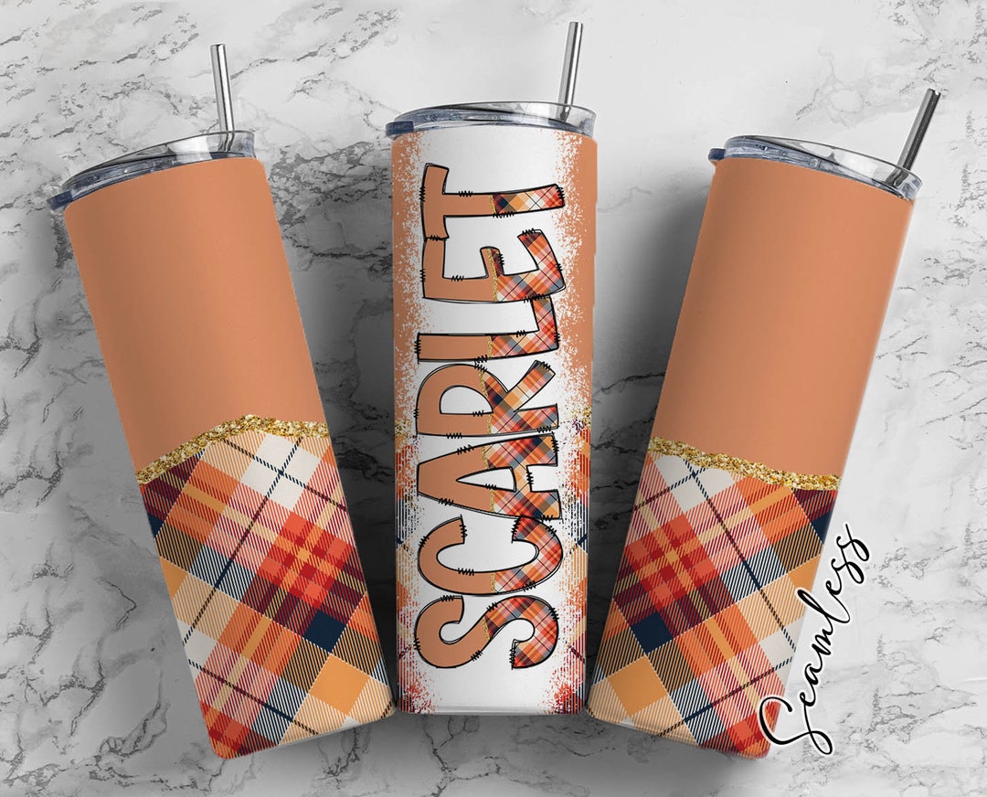 Fall Tartan Tumbler Wrap With Matching Doodle Letter Alphabet PNG ...