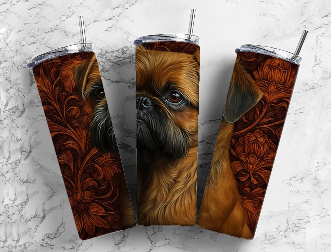 Tooled Leather Brussels Griffon Dog 20oz Sublimation Tumbler Designs ...