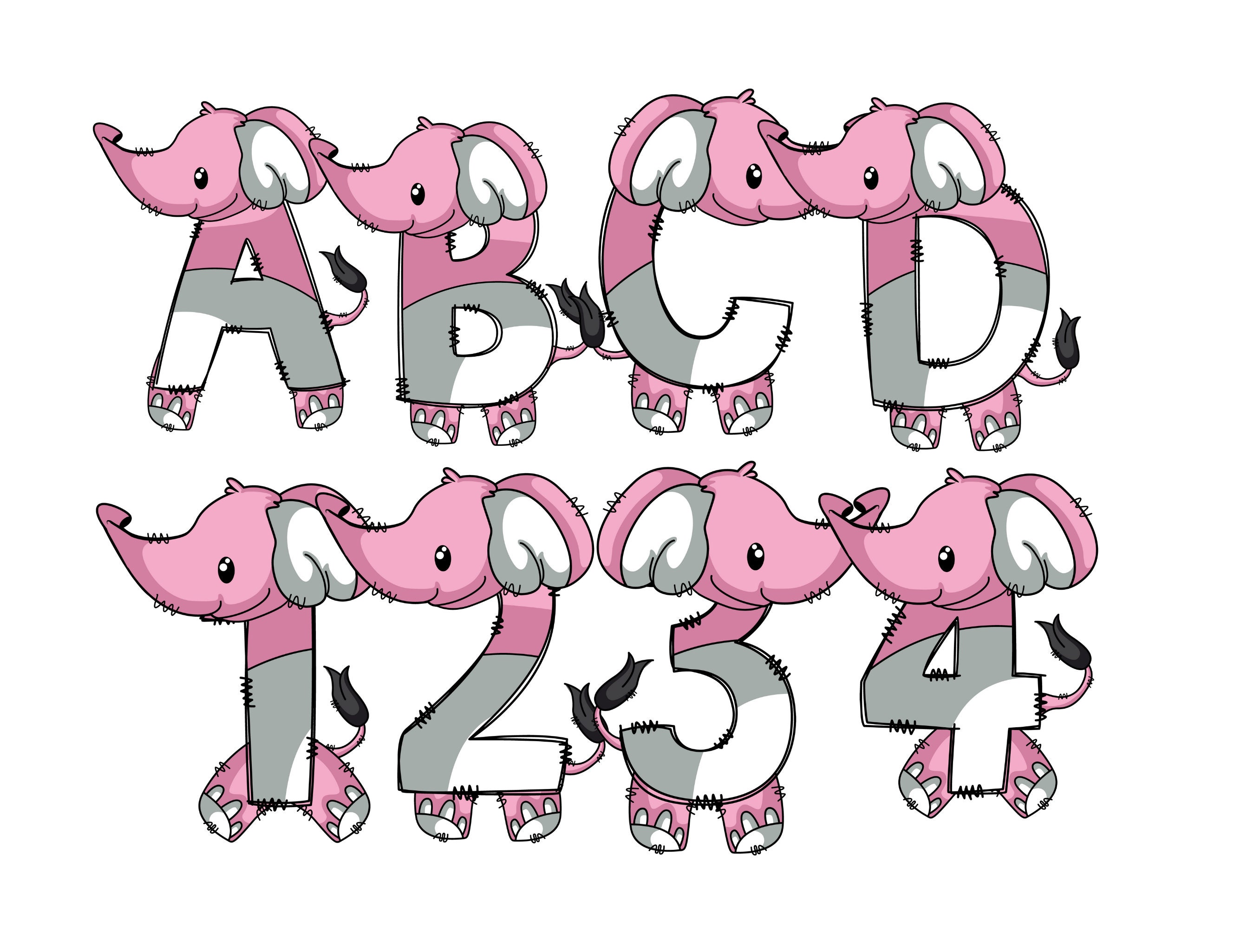 Jungle Animal Doodle Letters, Jungle Alphabet, Safari Alphabet PNG ...