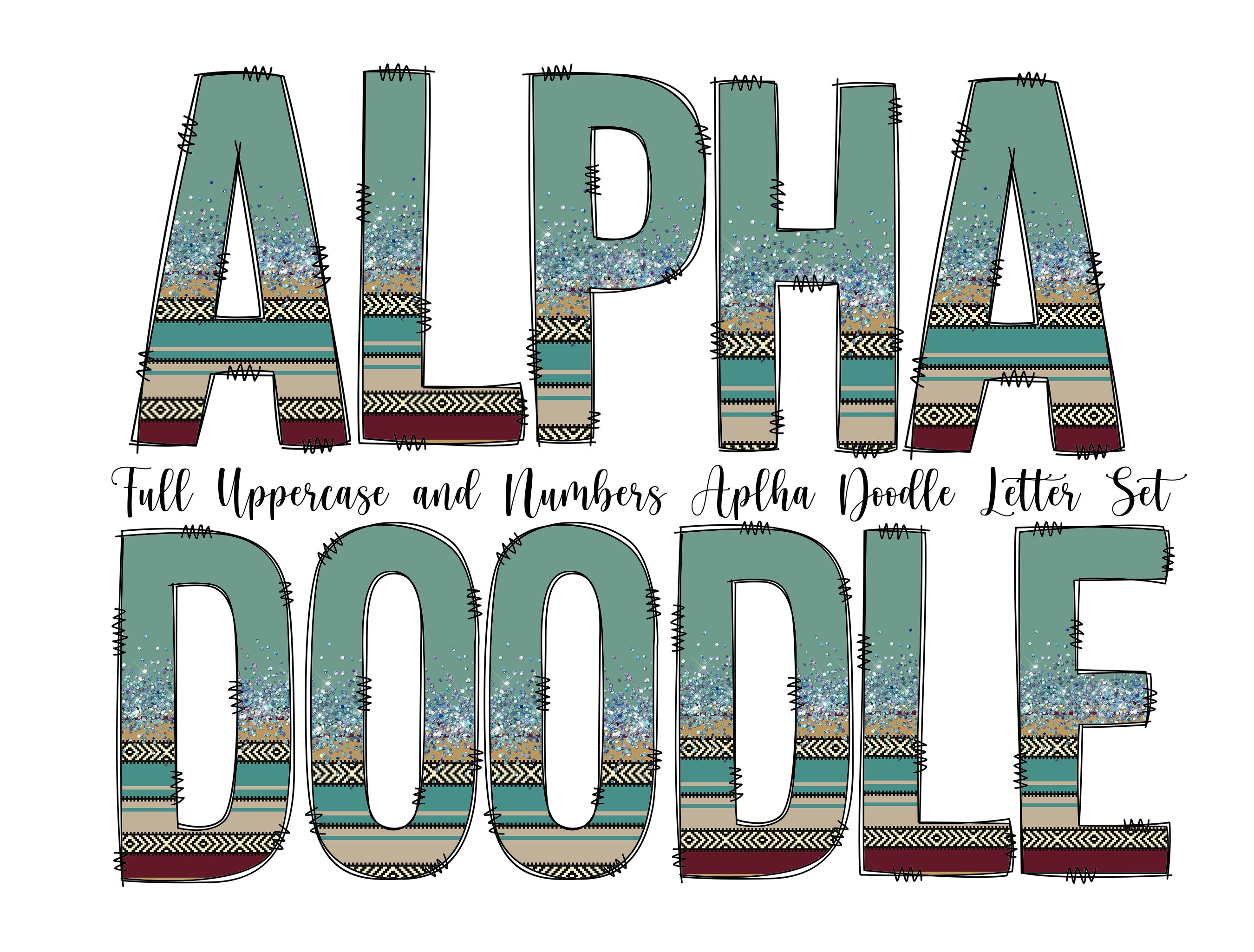 200 MEGA BUNDLE Doodle Letters Uppercase & Lowercase - Etsy