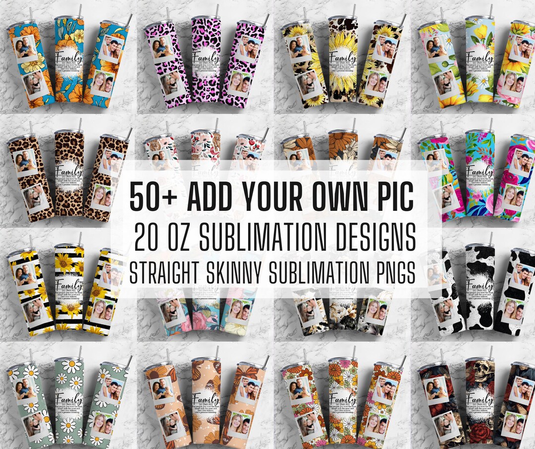 50x Family Picture Tumbler Wrap PNG Bundle , Photo Tumbler, Design ...