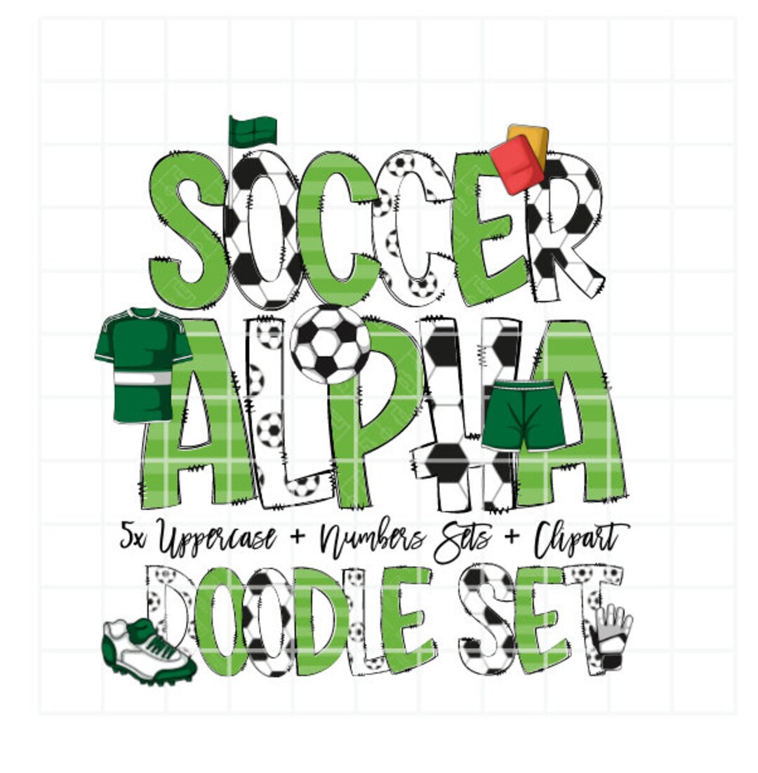 Soccer Doodle Letters, Soccer Alphabet, Football Alphabet PNG, Entire ...