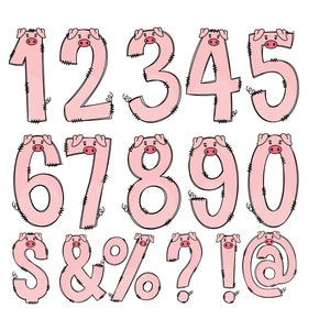 Farm Animal Doodle Letters, Horse Alphabet, Cow Alphabet PNG, Entire ...