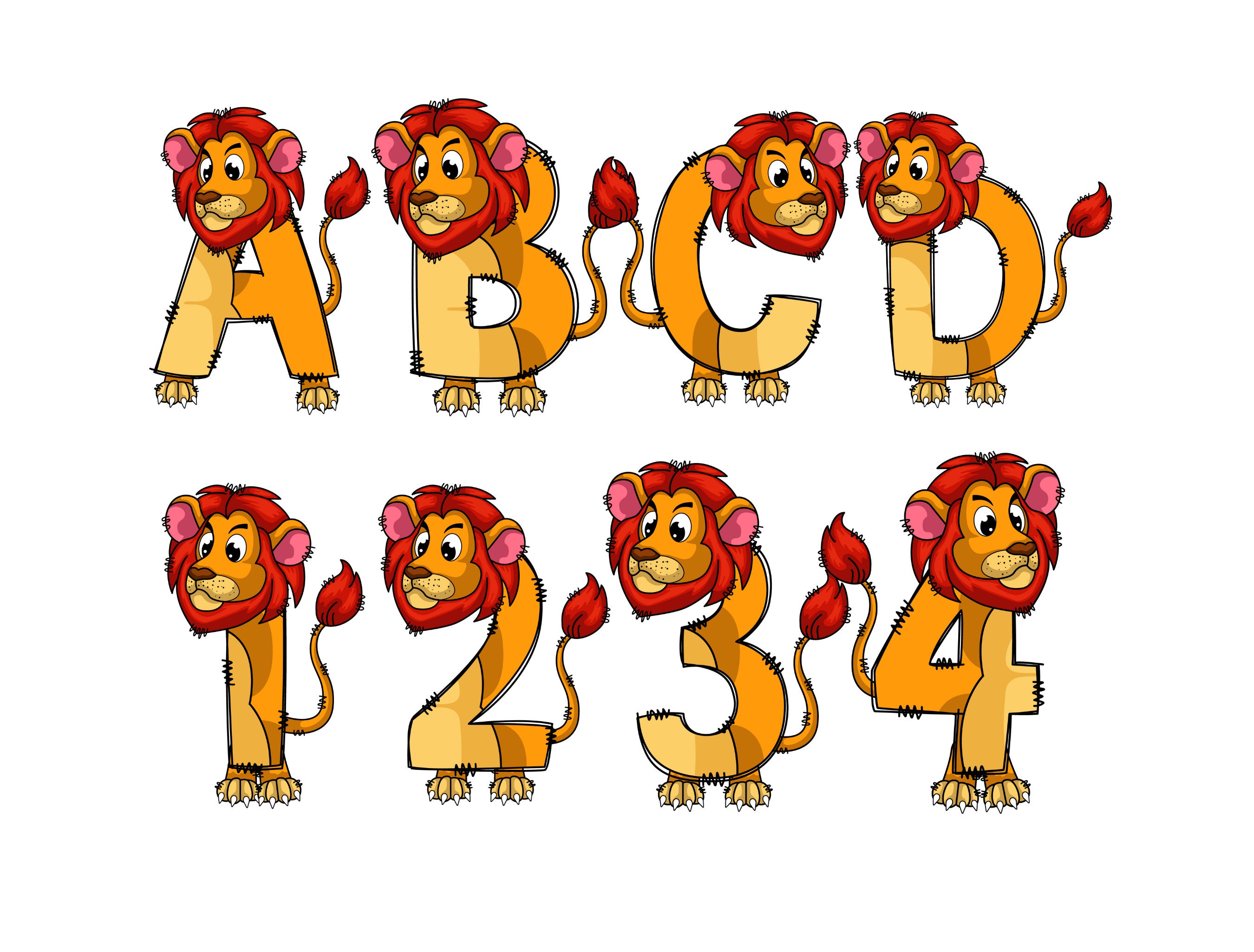 Jungle Animal Doodle Letters, Jungle Alphabet, Safari Alphabet PNG ...