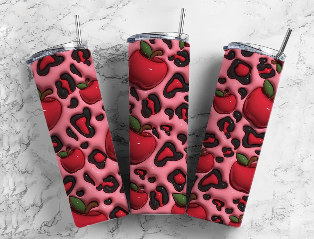 Red Apple 20oz Sublimation Tumbler Designs, 3D Inflated 9.2 X 8.3 ...