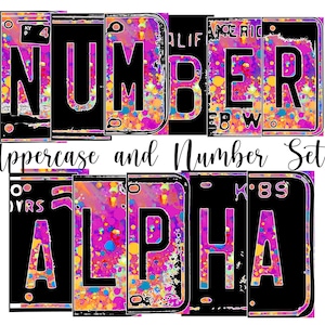 Paint Splatter Number Plate Alphabet Uppercase Numbers PNG, Rainbow ...