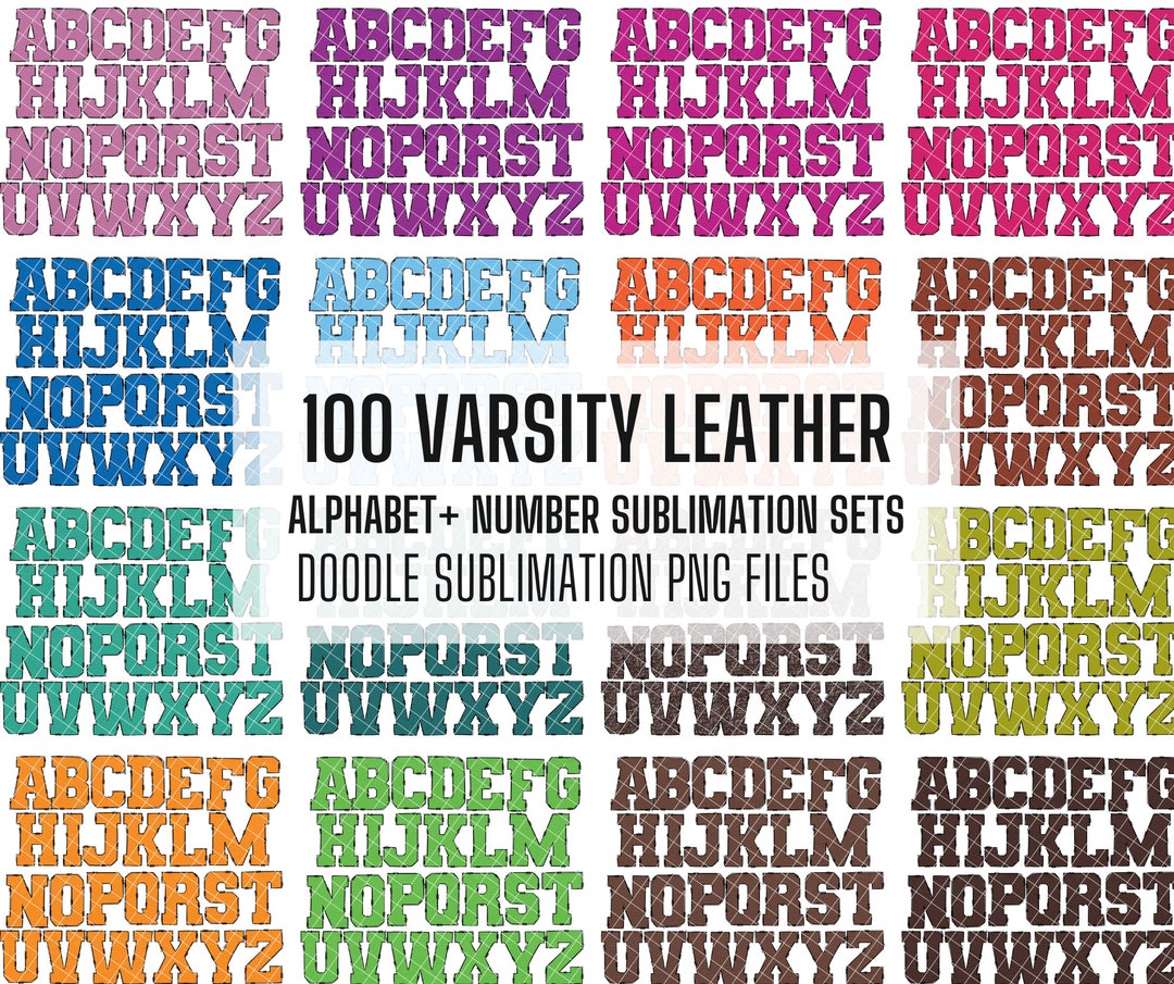 100 MEGA BUNDLE - Leather Varsity Doodle Letters! 100 Uppercase Entire ...