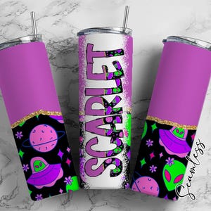 Purple Alien Tumbler Wrap With Matching Doodle Letter Alphabet PNG ...