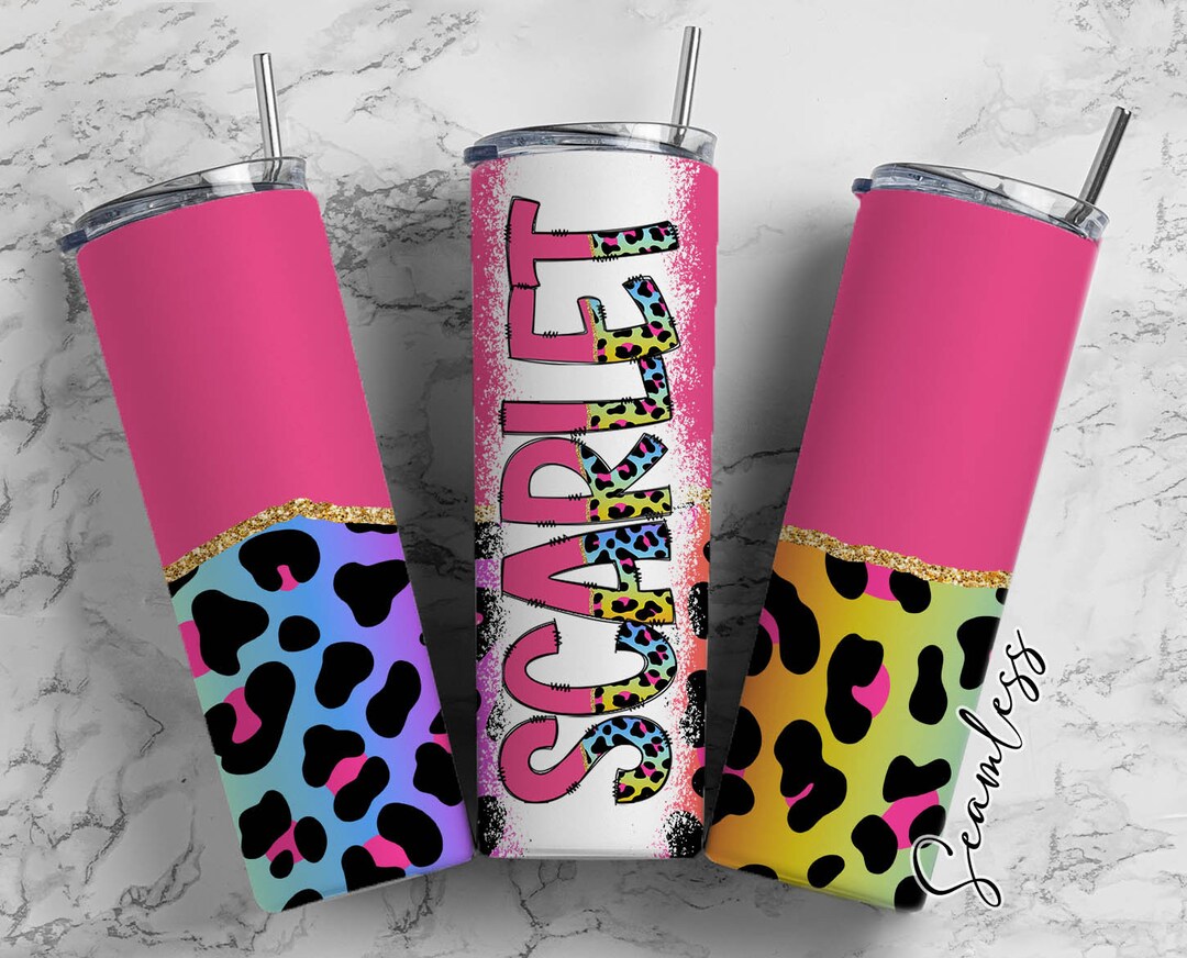 Fluro Leopard Tumbler Wrap With Matching Doodle Letter Alphabet PNG ...