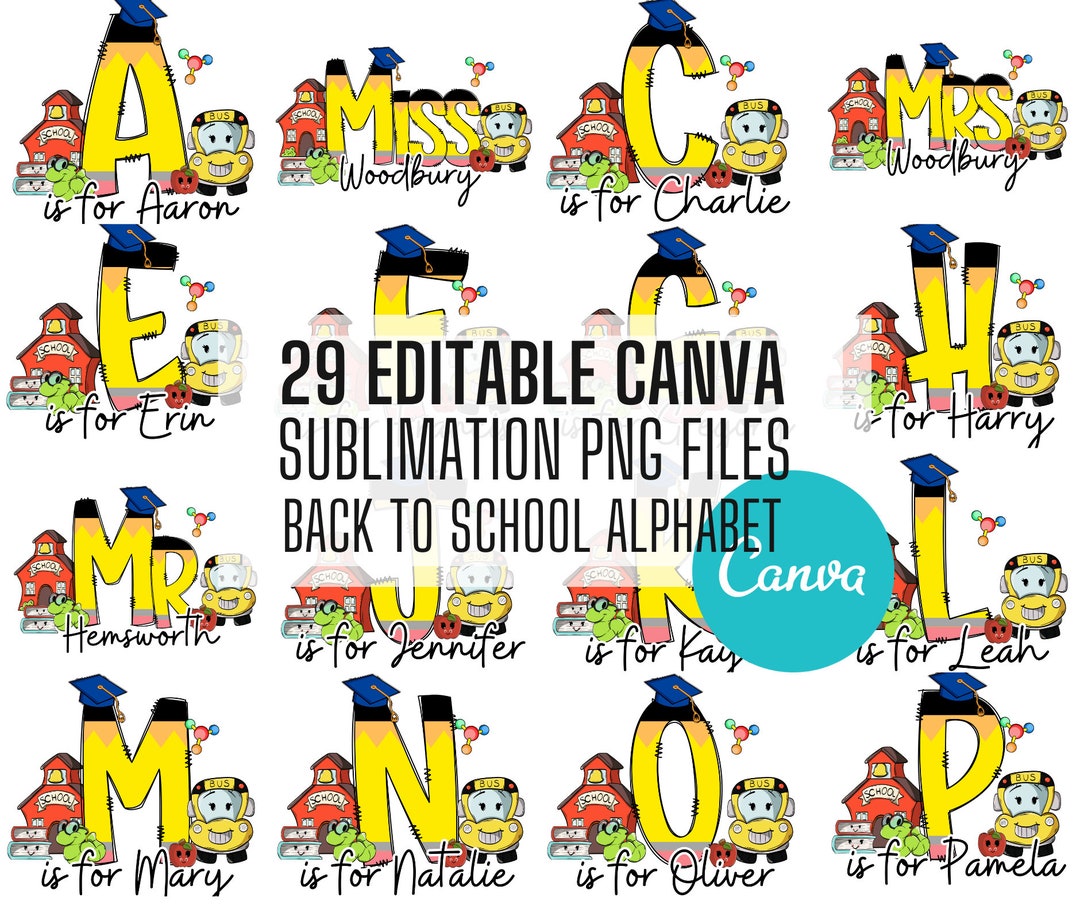 29x Back to School PNG Editable Canva Tumbler Templates, Add Your Own ...