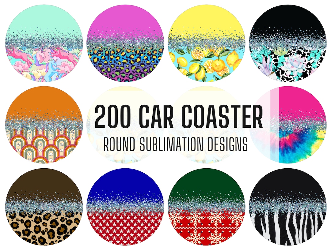 200 Glitter Car Coaster Sublimation Design, Split Car Coaster Designs ...