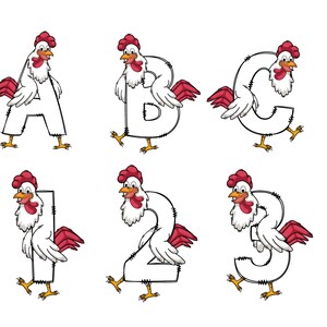 Chicken Doodle Letters Doodle Letter Alphabet With Uppercase and ...