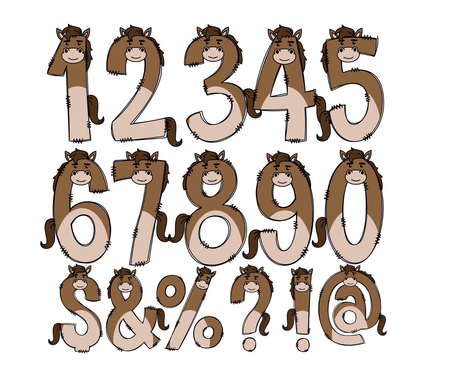 Farm Animal Doodle Letters, Horse Alphabet, Cow Alphabet PNG, Entire ...