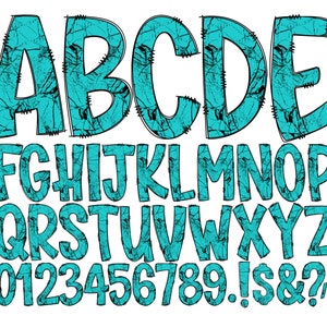 Turquoise Stone Doodle Letters, Transparent Background, Individually ...