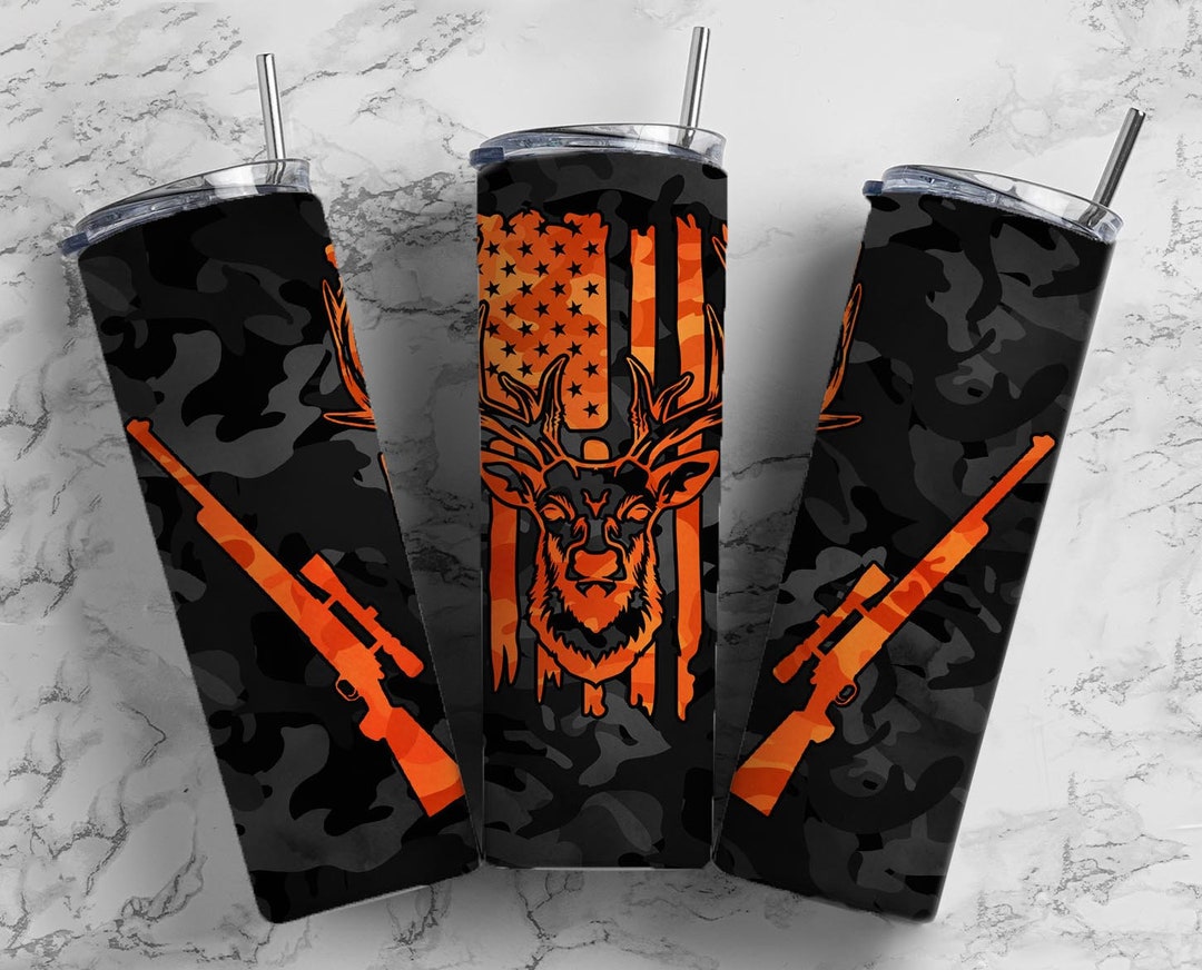 Deer Hunting 20oz Sublimation Tumbler Designs, Camo Orange 9.2 X 8.3 ...