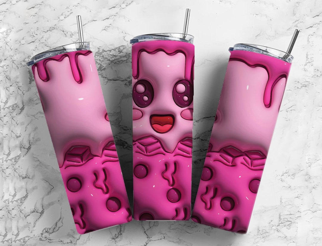 Pink Boba Bubble Tea Bubble 20oz Sublimation Tumbler Designs, 3D ...