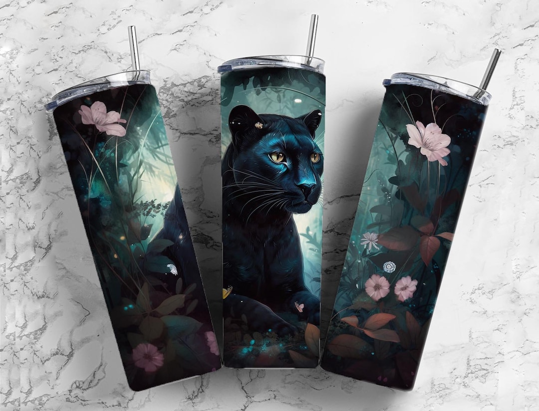 Floral Panther 20oz Sublimation Tumbler Designs, Dark Forest 9.2 X 8.3 ...