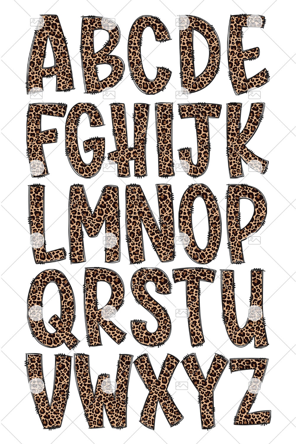 Leopard Print Doodle Letters Individually Saved Alpha Pack - Etsy