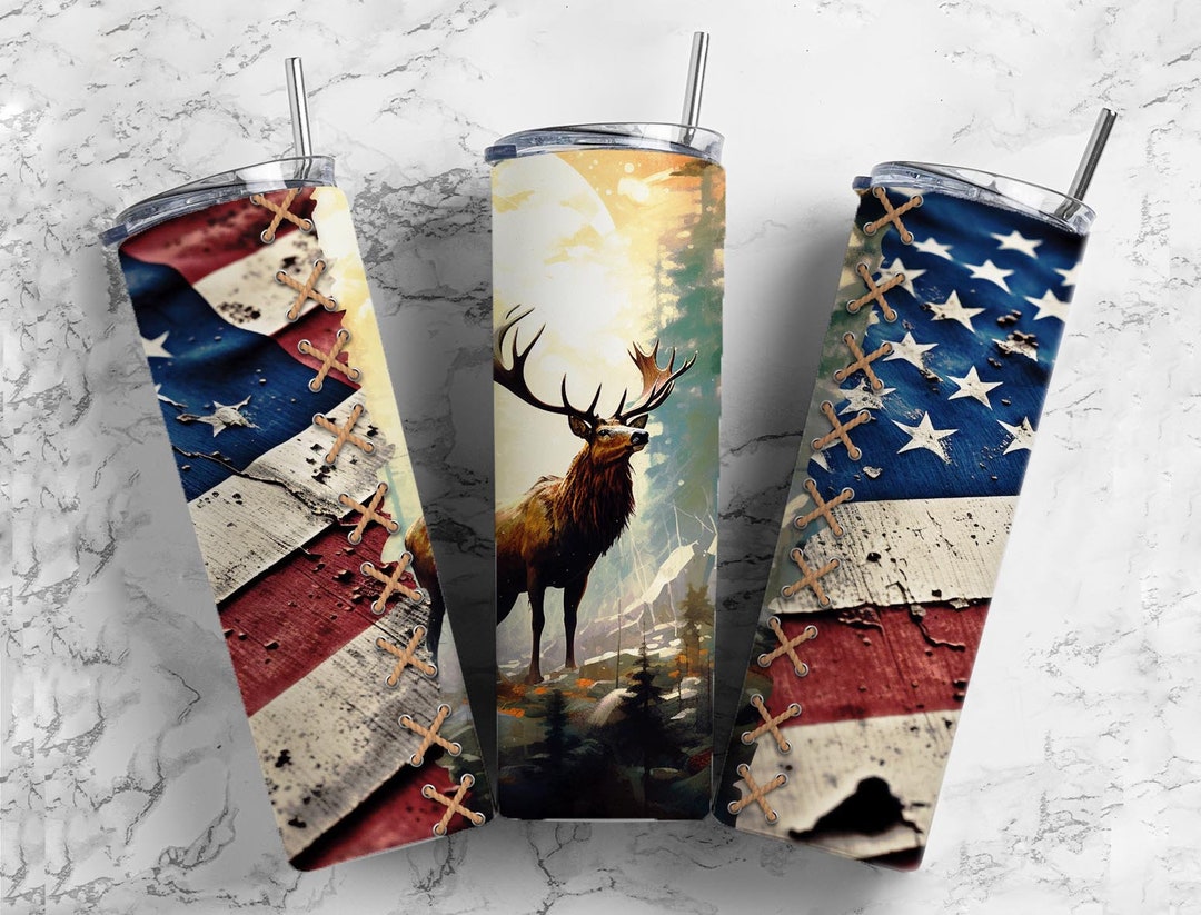 American Moose 20oz Sublimation Tumbler Designs, Moose Flag 9.2 X 8.3 ...